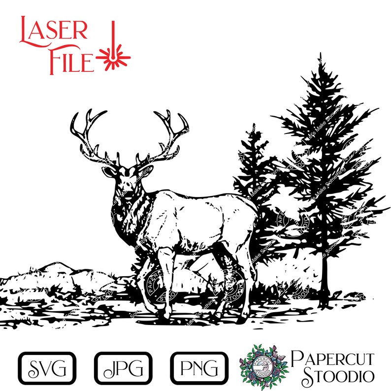 Laser Engrave File Elk Scene Svg Digital Download Charcuterie - Etsy