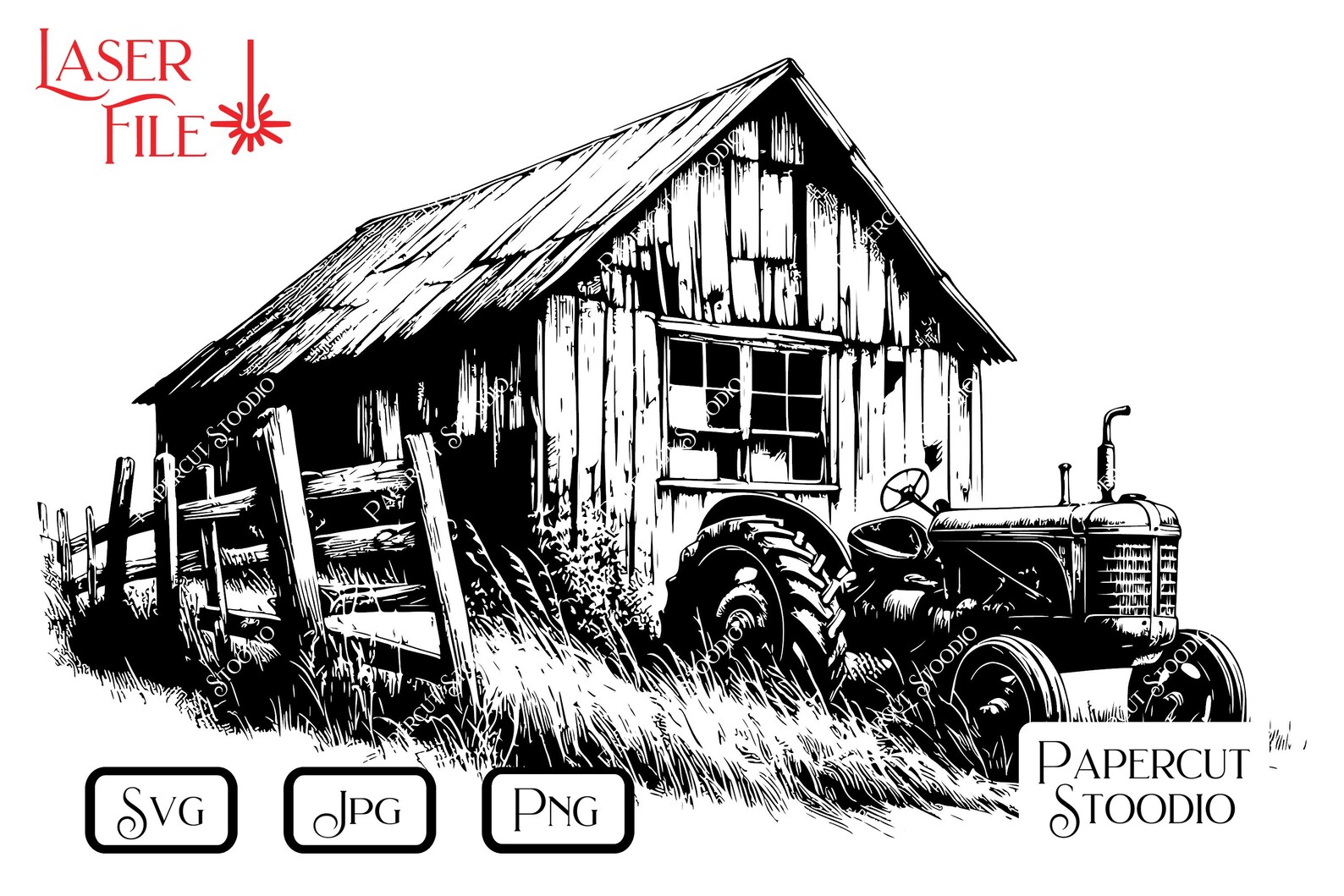Laser Engrave File, Old Tractor Shack Svg, Digital Download Farm ...