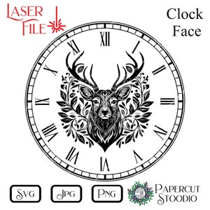 Laser Engrave File, Deer Clock Face SVG, DIY Clock Lightburn Glowforge ...