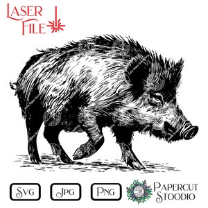 Wildschwein Lasergravur Datei, Cabin Decor SVG PNG JPG (Digitaler ...