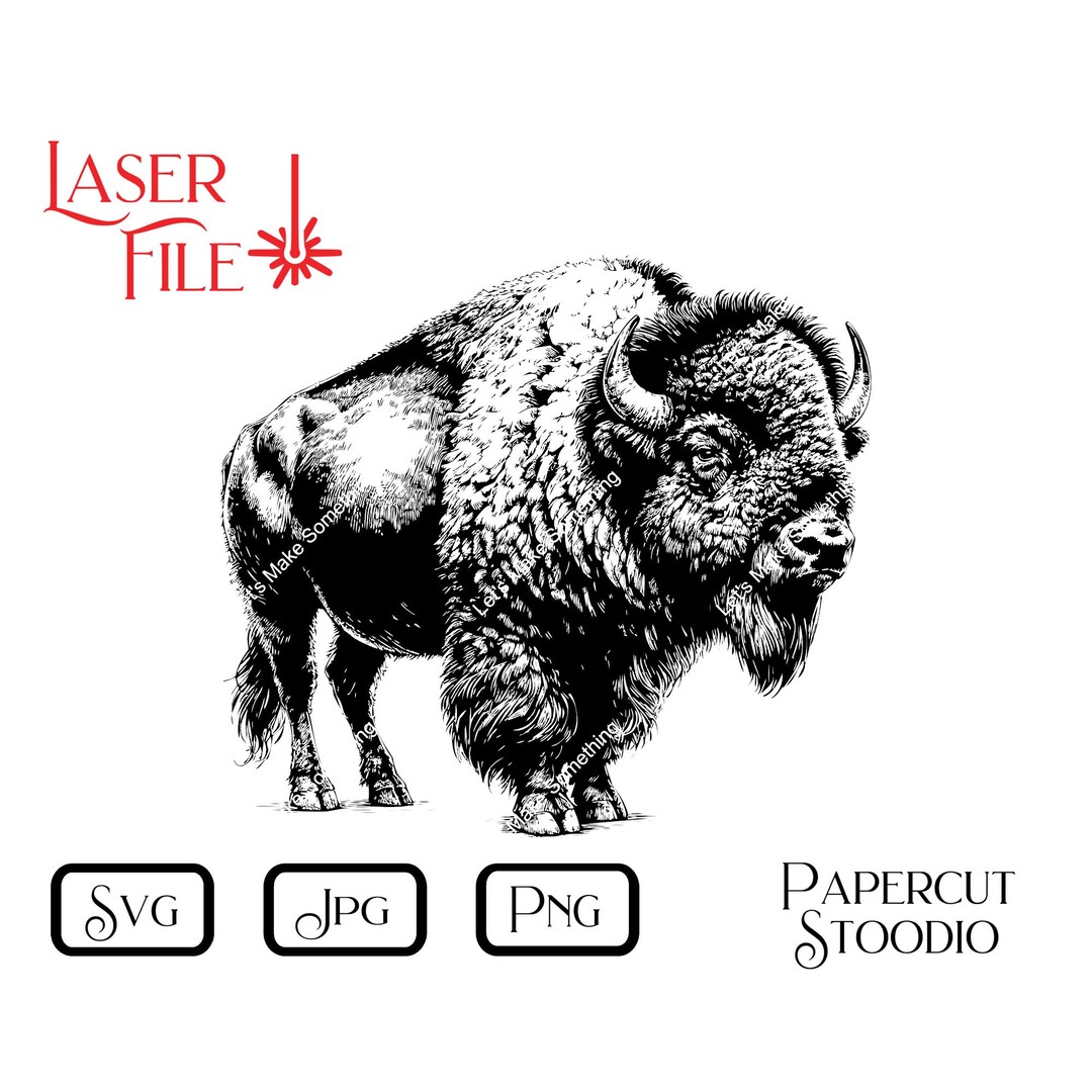 Laser Engrave File, Bison Svg, Digital Download for Laser Engraving ...