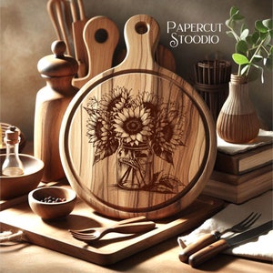 Laser Engrave File, Jar Sunflowers SVG, for Lightburn Glowforge Kitchen ...