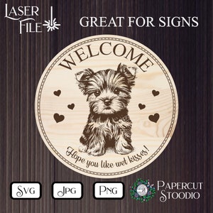 Yorkie Puppy SVG, for Laser Engrave Shirt Design Welcome Sign Mug & Cup ...