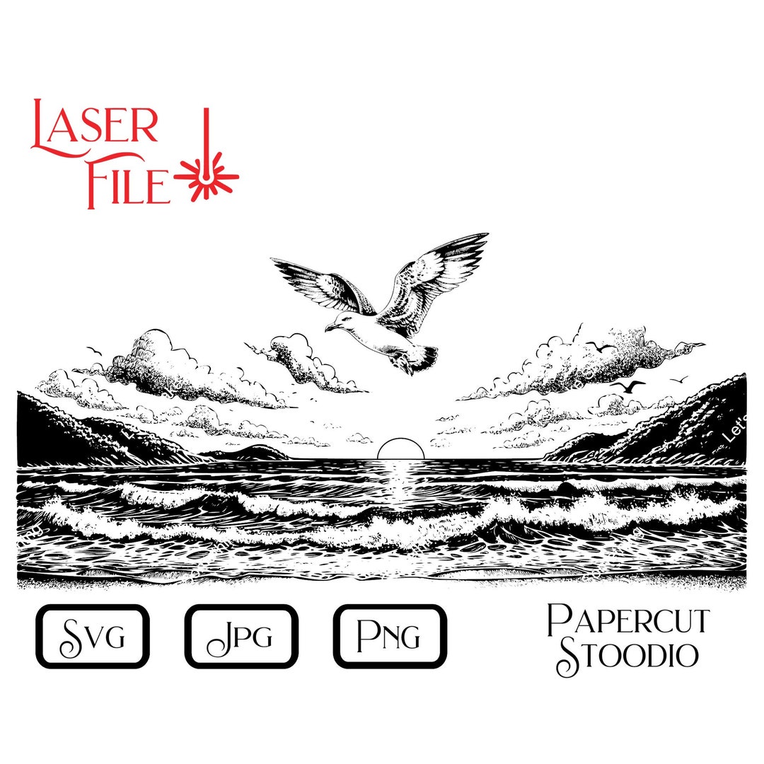 Laser Engrave File, Beach Life SVG, Beach Ocean Sea Lightburn Glowforge ...