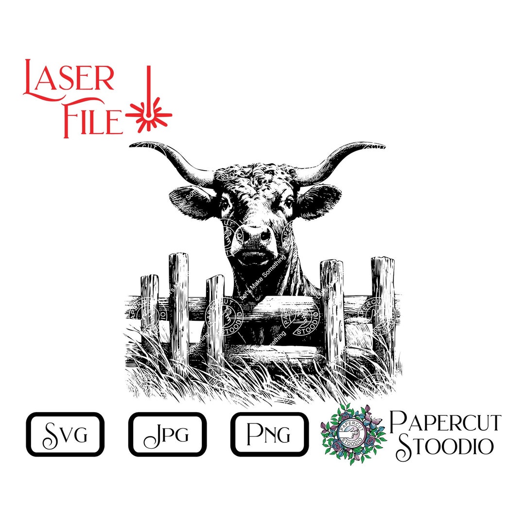 Laser Engrave File, Steer SVG, Cattle Ranch Lightburn Glowforge ...