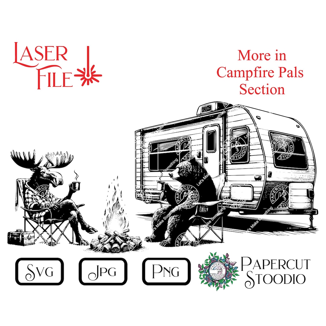 Laser Engrave File, Campfire Pals RV Camper Svg, Download for Laser ...