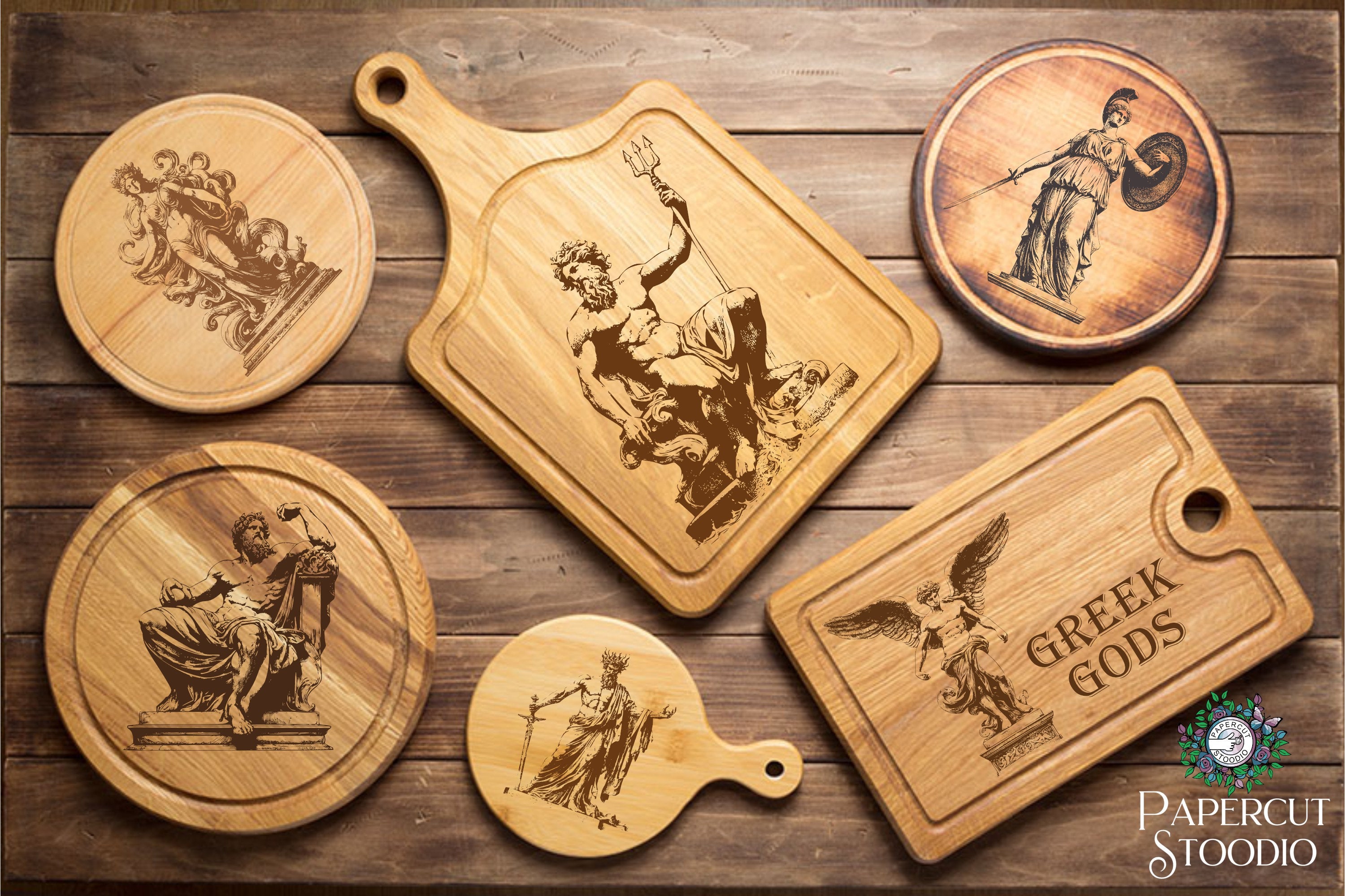 12 Greek Gods Laser Engrave File, SVG PNG JPG, Mythology Cutting Boards ...