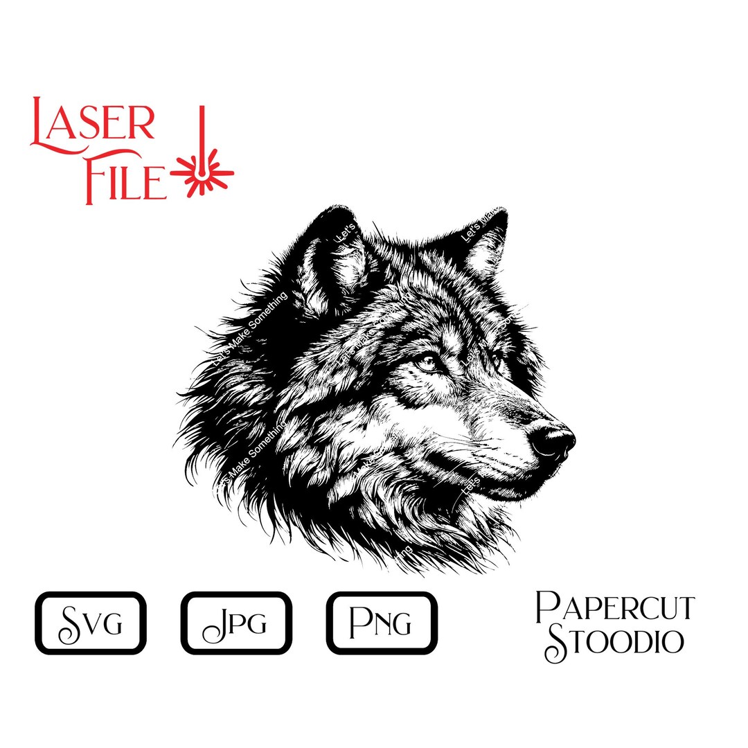Laser Engrave File, Wolf Profile SVG, Lightburn Glowforge Signs Cutting ...
