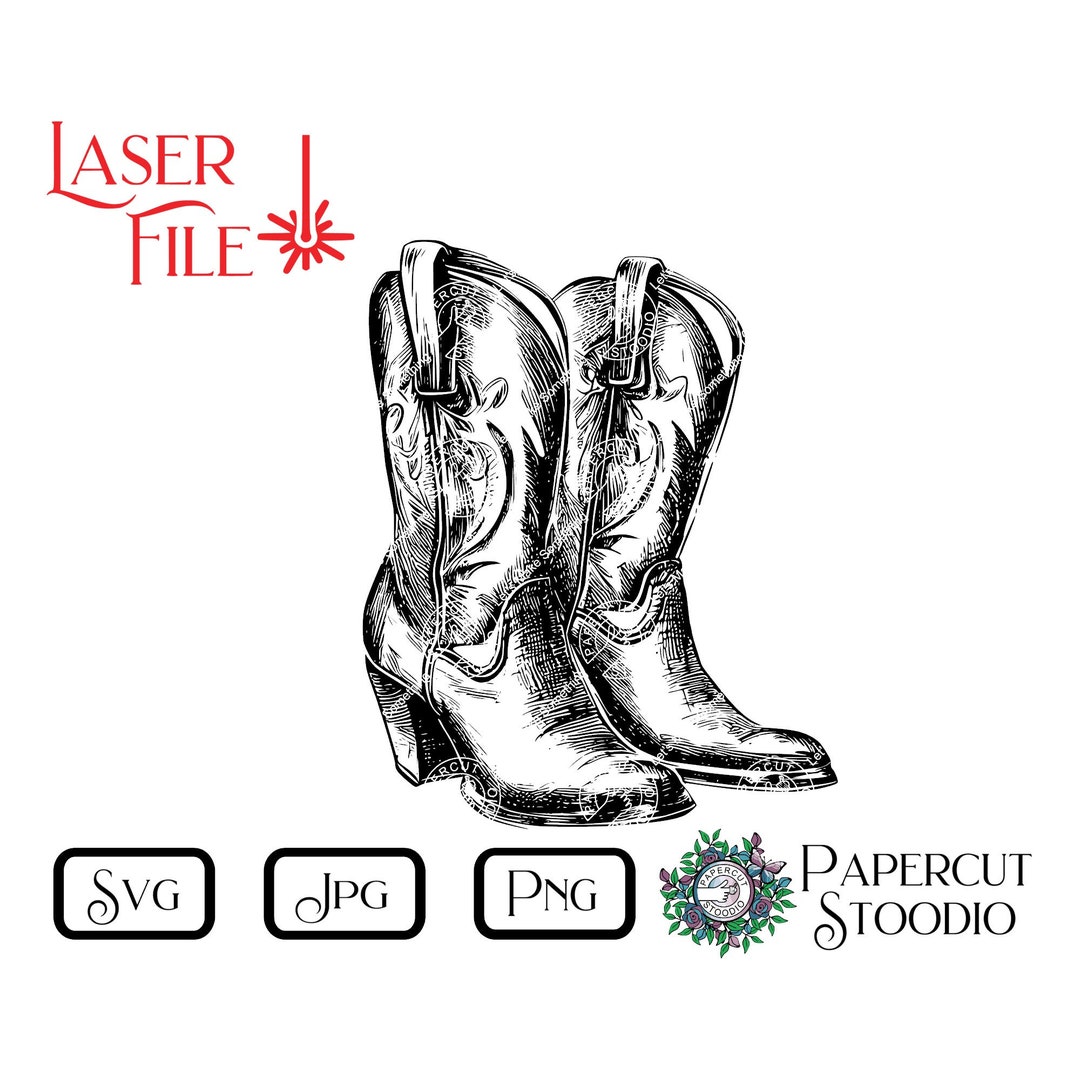 Laser Engrave File, Girl Cowboy Boot Svg, DIY Signs Cutting Boards Wood ...