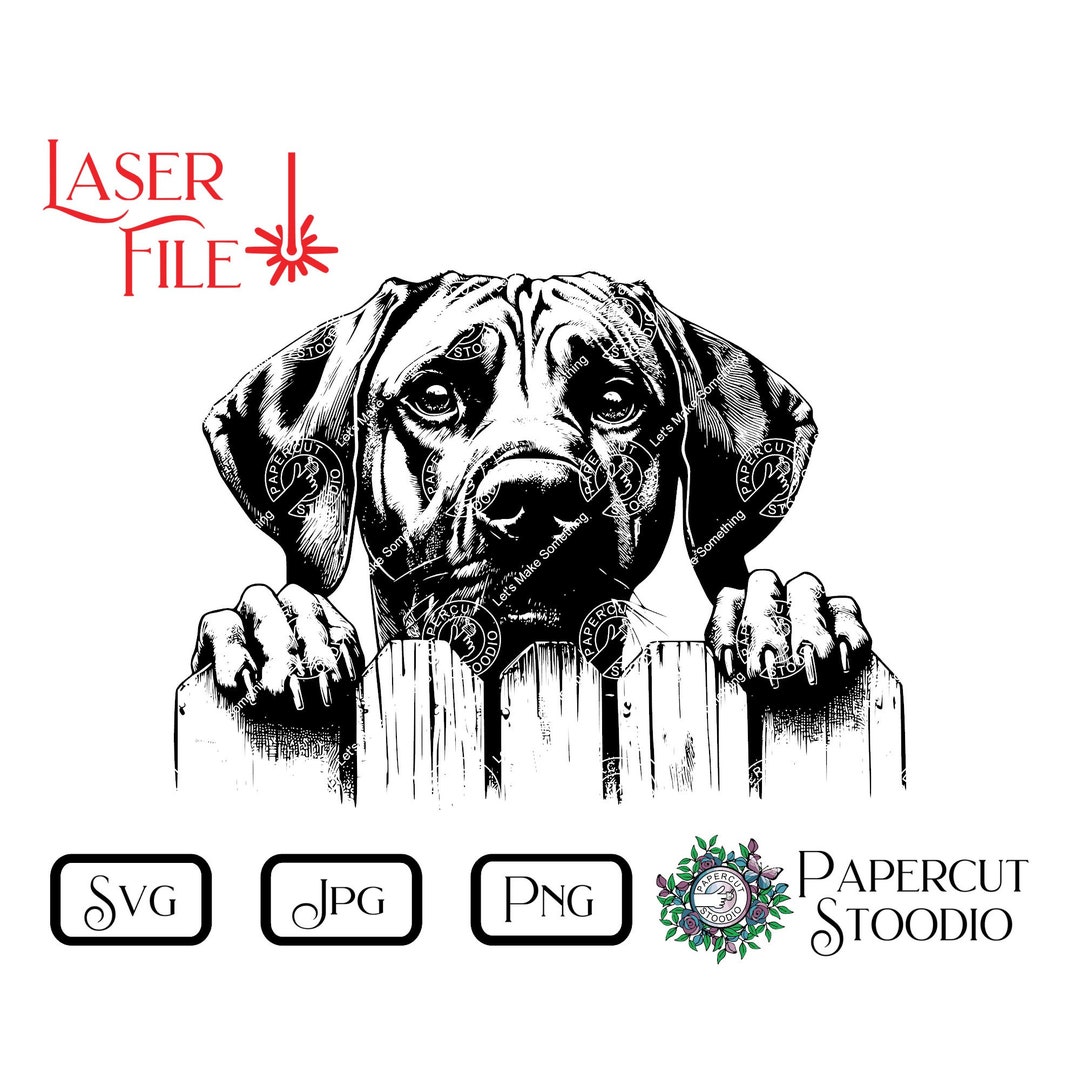 Laser Engrave File, Rhodesian Ridgeback Dog Peek 2 SVG, DIY Door Hanger ...