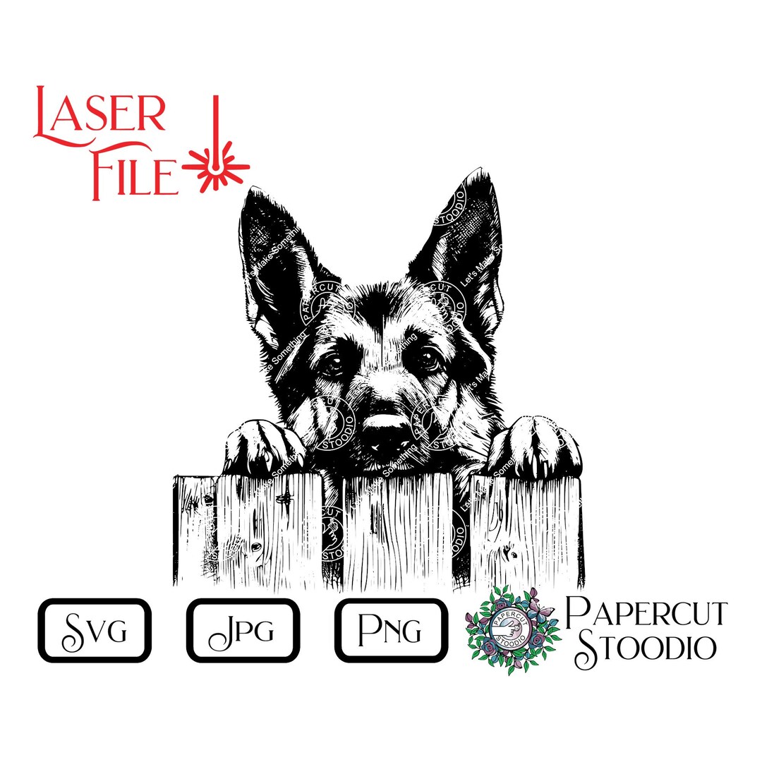 Laser Engrave File, German Shepherd Peek SVG, Dog DIY Door Hanger Dog ...