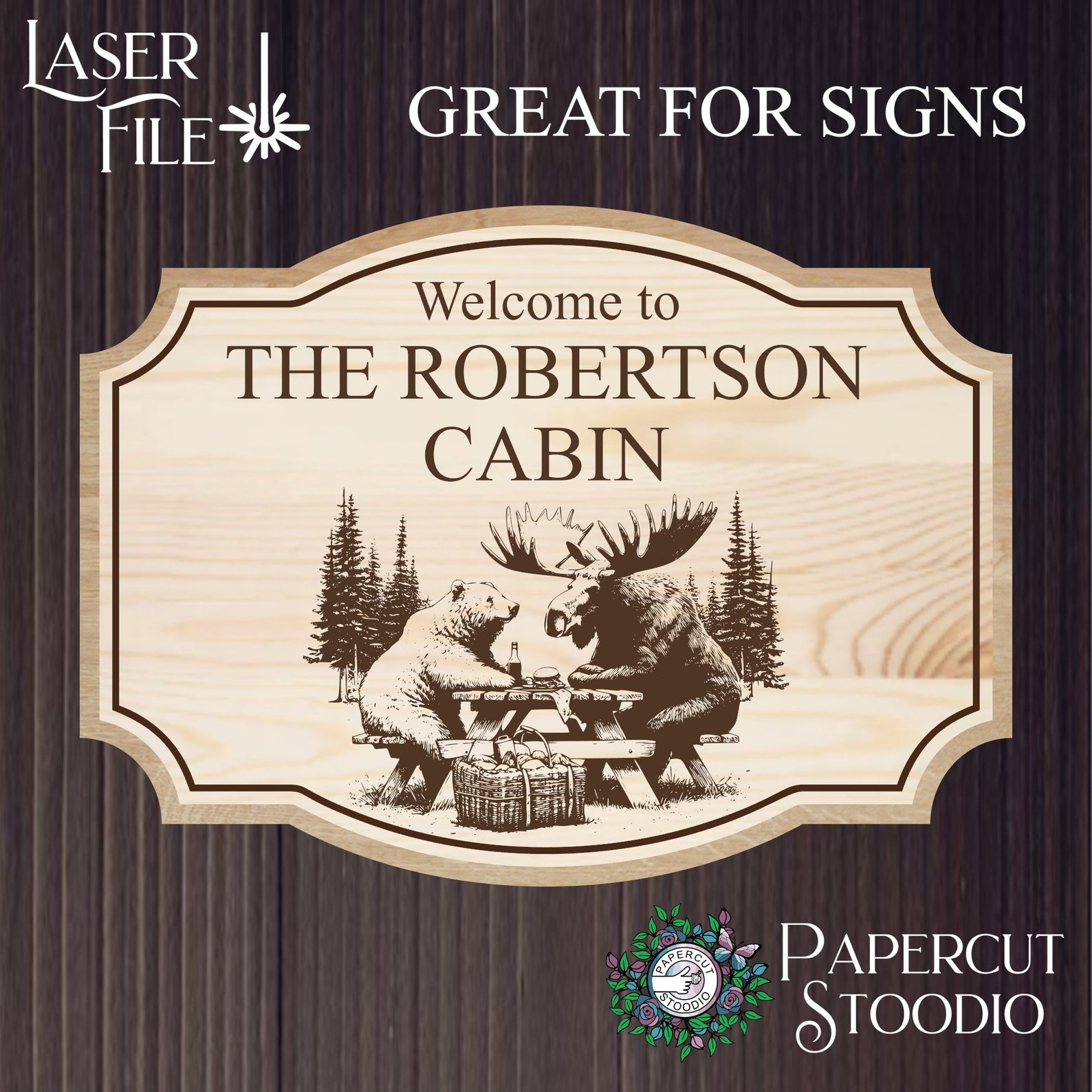 Bear Moose Camping Laser Engrave File, Wood Sign SVG PNG JPG (digital ...