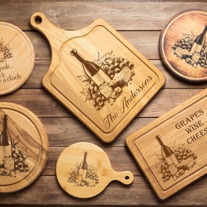 Laser Engrave File Grapes Wine Cheese SVG, for DIY Cutting Board ...