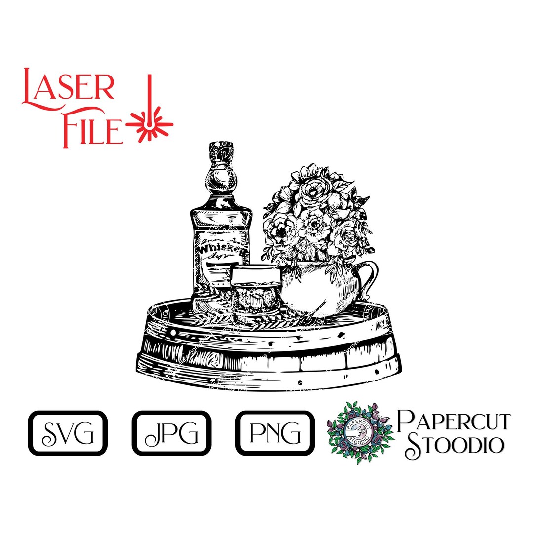Laser Engrave File Whiskey With Flowers Svg Cutting Board Charcuterie ...