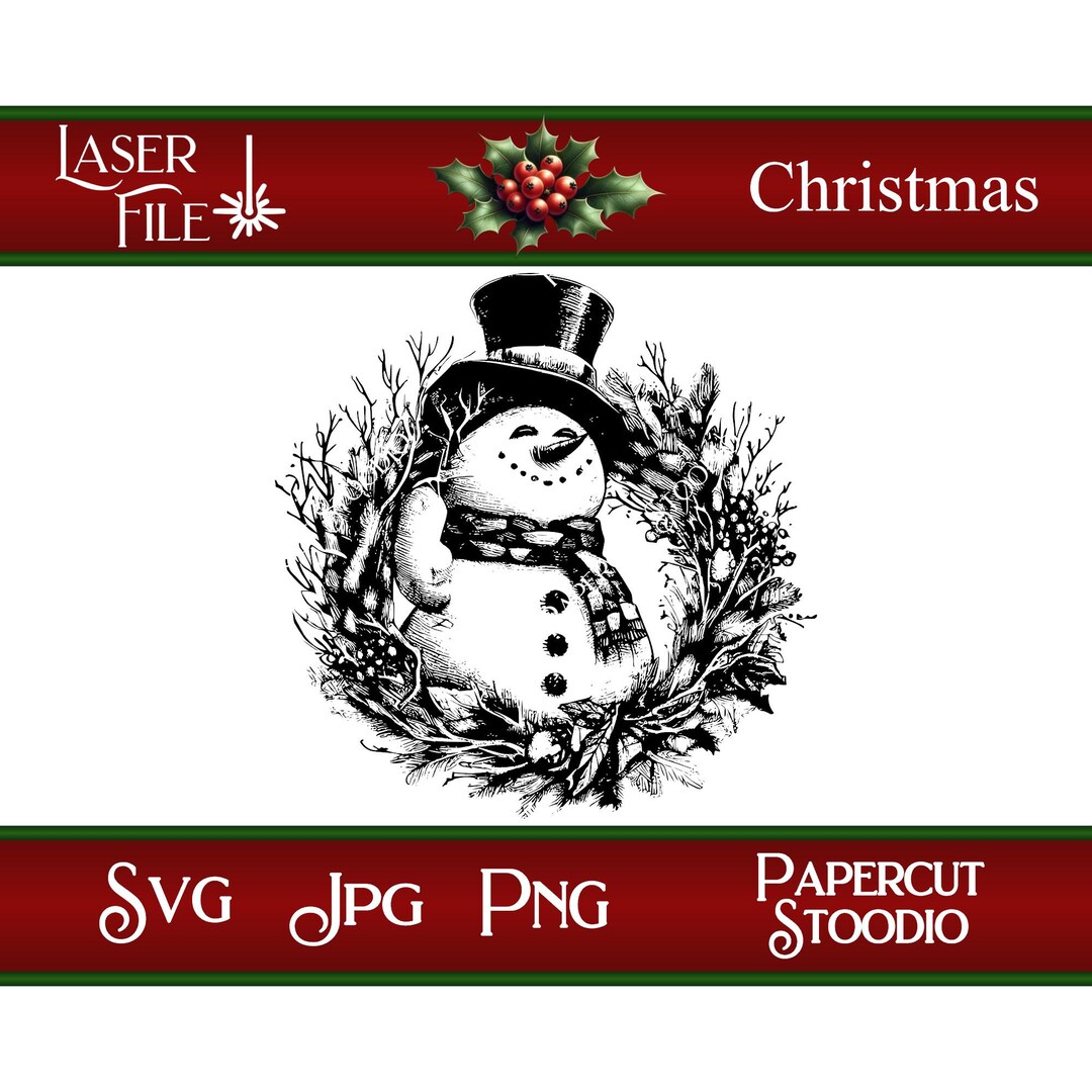 Laser Engrave File, Snowman Wreath Svg, DIY Christmas Signs Cutting ...