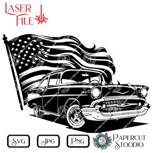 Laser Engrave File, 57' Chevy SVG, Vintage 1957 Chevrolet , Chevy Bel ...