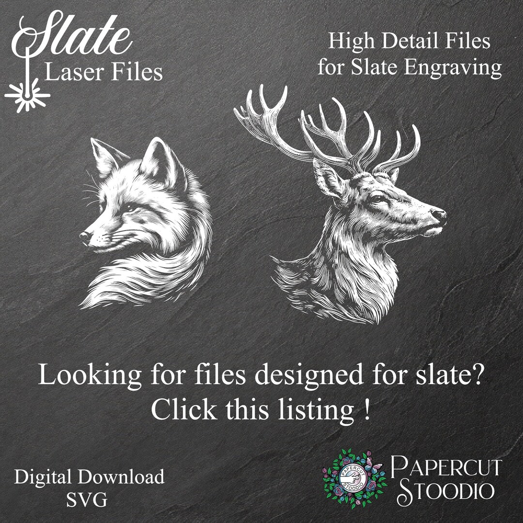 Deer & Fox TEST Files for Slate , Glass and Acrylic Engraving - Vivid ...