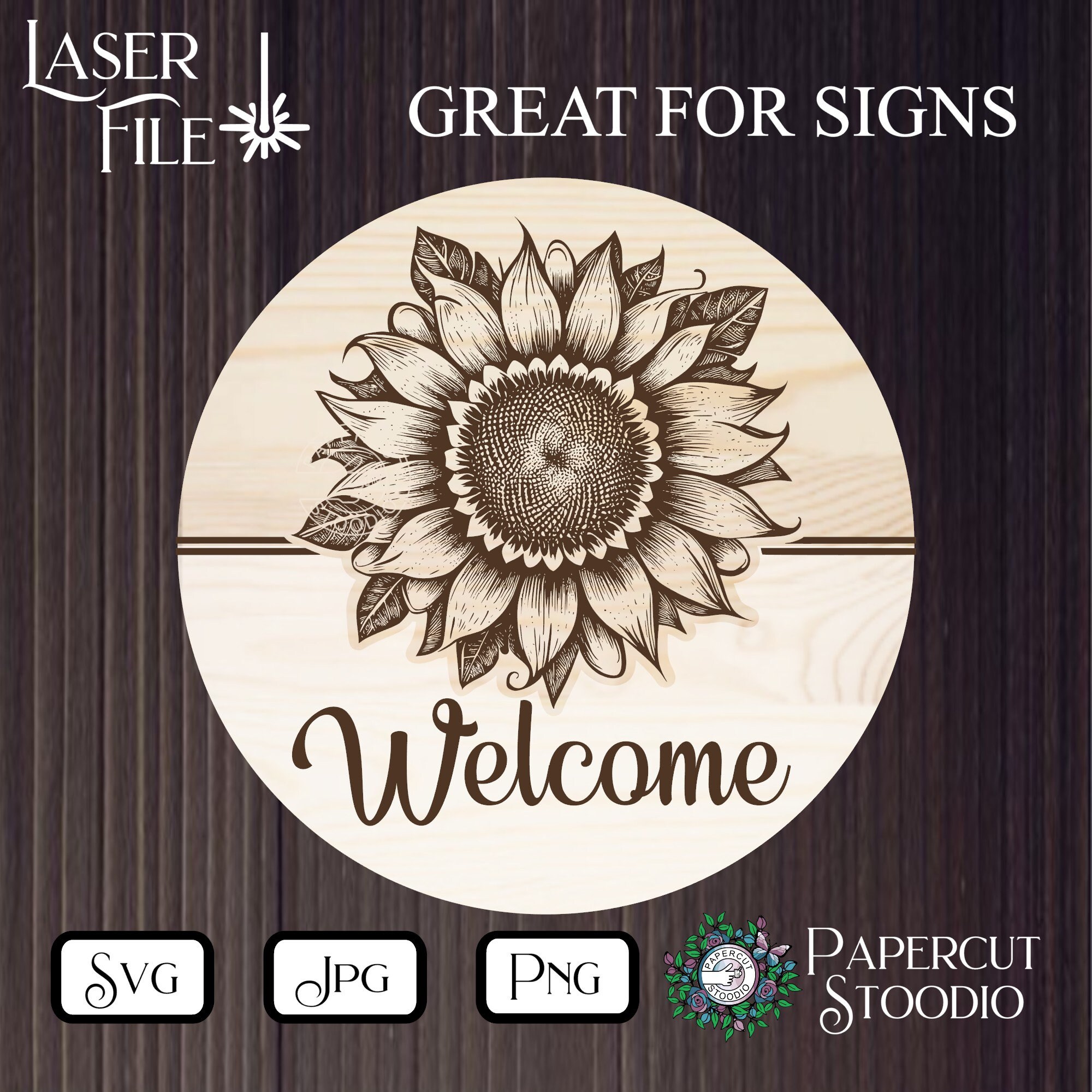 Sunflower Laser Engrave File, Wood Sign SVG PNG JPG (digital Download ...
