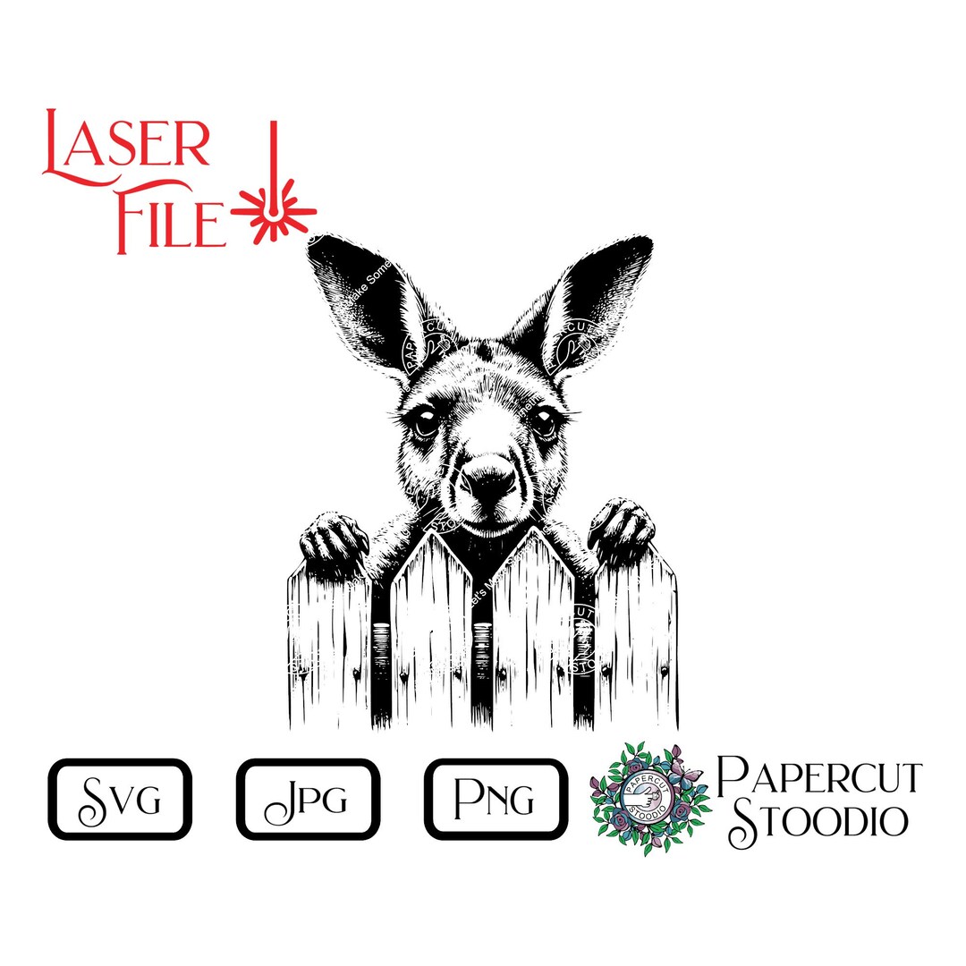 Laser Engrave File, Kangaroo Peek SVG, DIY Door Hanger Dog Fence Sign ...