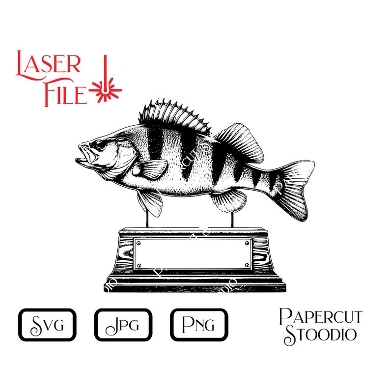 Laser Engrave File, Perch Fish Trophy SVG, Lightburn Glowforge Signs ...