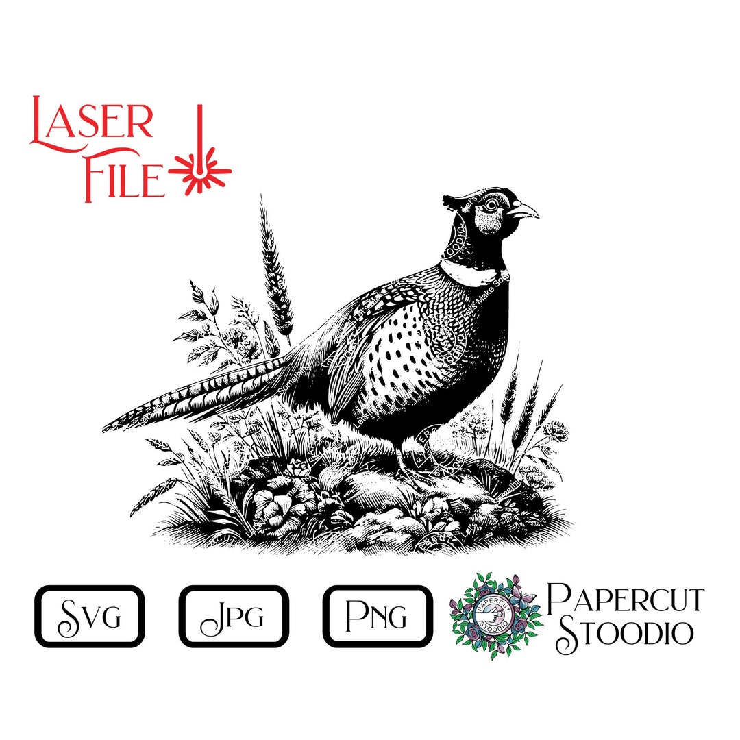 Laser Engrave File, Ring Necked Pheasant SVG, Lightburn Glowforge Signs ...
