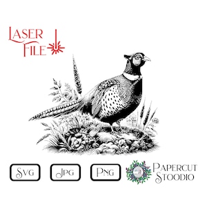 Laser Engrave File, Ring Necked Pheasant SVG, Lightburn Glowforge Signs ...