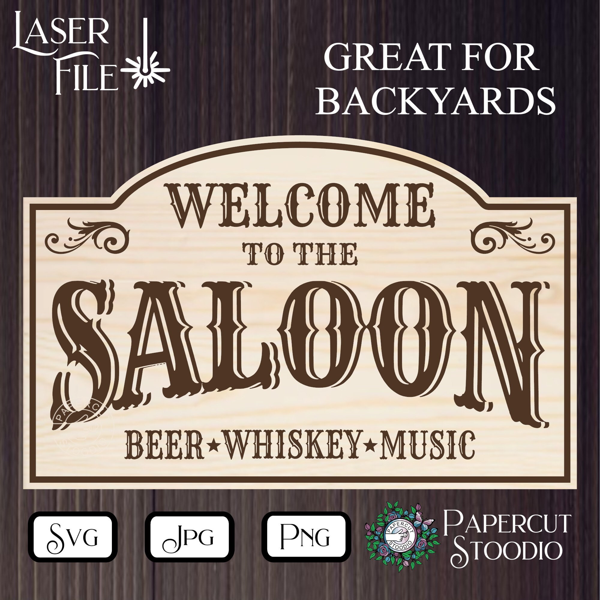 Laser Engrave File, Saloon Sign Svg, Digital Download for Wild West ...