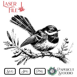 Laser Engrave File, Fantail Bird SVG, Lightburn Glowforge for Signs ...