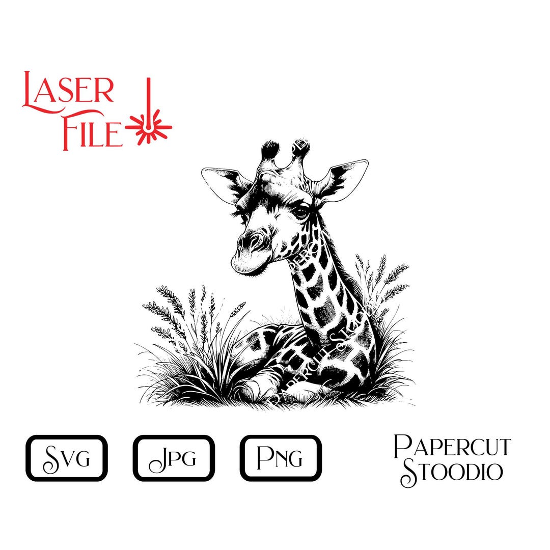 Laser Engrave File, Giraffe Rest SVG, Laser File Lightburn Glowforge ...