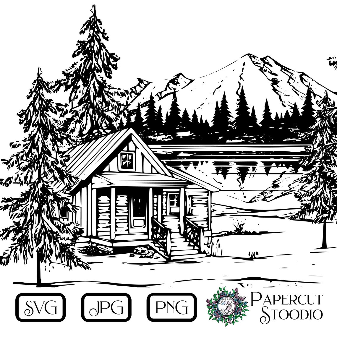 Cabin by the Lake Svg Png Jpg Forest Mountain Laser Engrave - Etsy