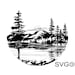 Lake Scene SVG DXF, Round Lakeview Scenic Lake Mountain Forest Outdoor ...