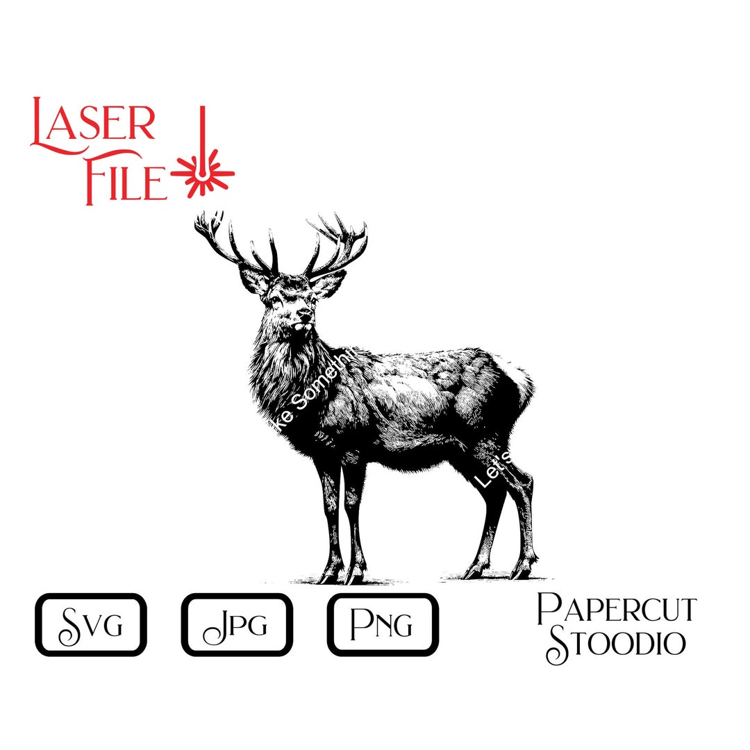 Laser Engrave File, Red Deer Stand SVG, Lightburn Glowforge for Signs ...