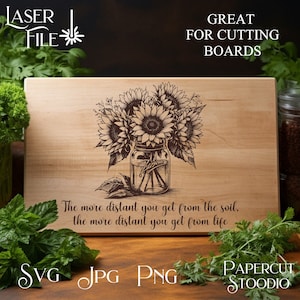 Laser Engrave File, Jar Sunflowers SVG, for Lightburn Glowforge Kitchen ...
