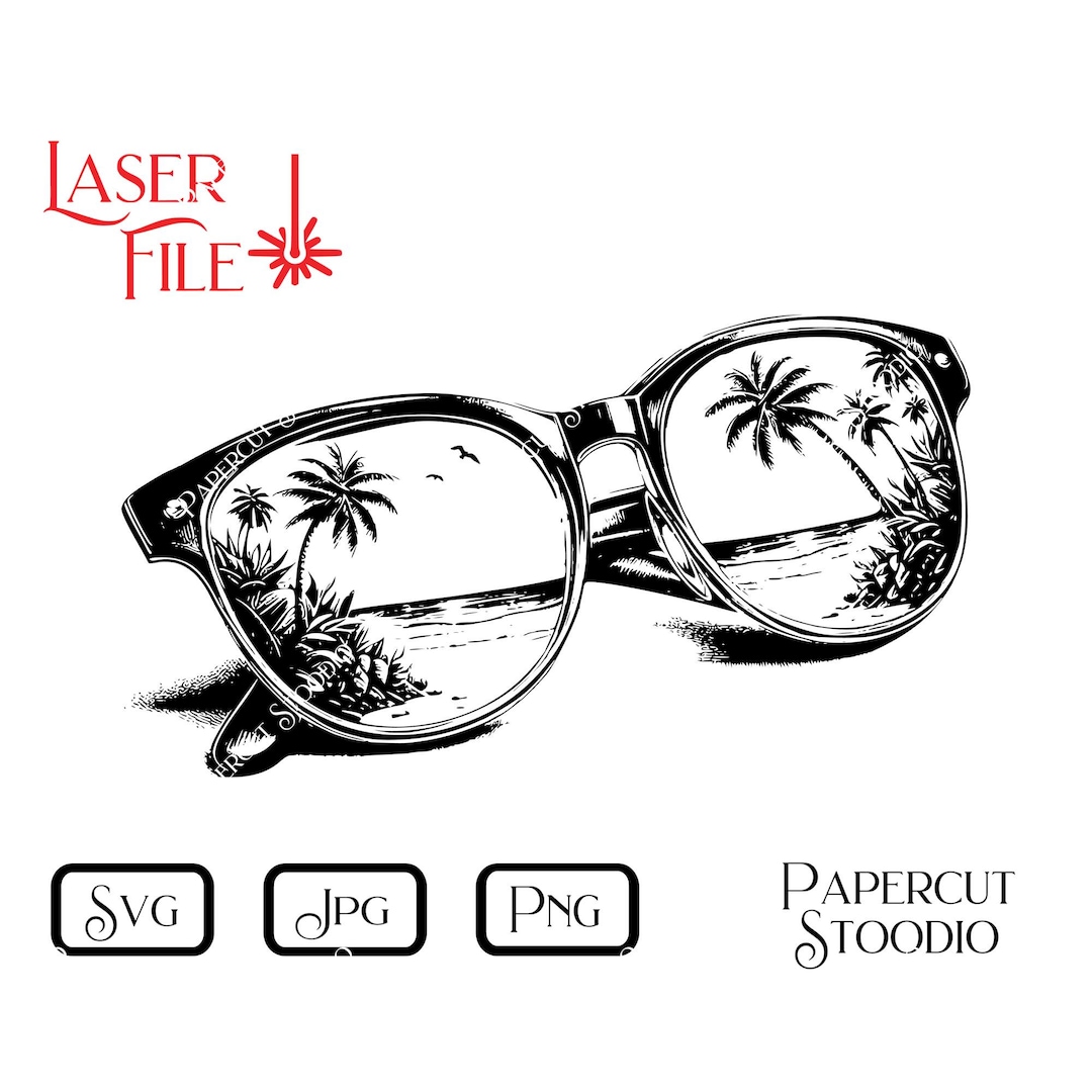 Laser Engrave File, Beach Vacation Glasses SVG, Beach Ocean Sea ...