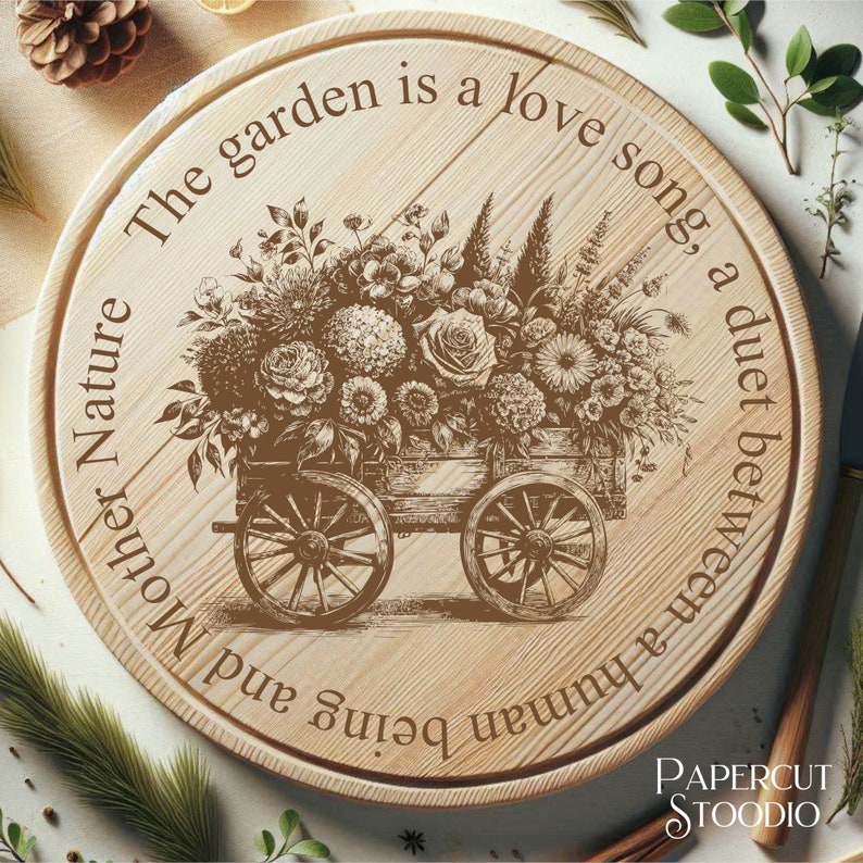 Laser Engrave File, Flower Cart Svg, Country Digital Download for ...
