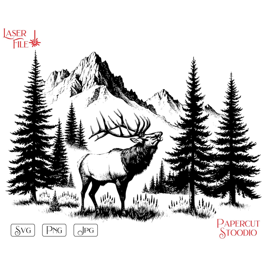 Laser Engrave File, Bugling Elk 2 Svg, Wildlife, Laser Engraving ...