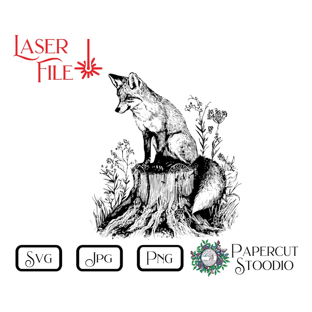 Laser Engrave File Fox Stump SVG, Lightburn Glowforge Signs Cutting ...