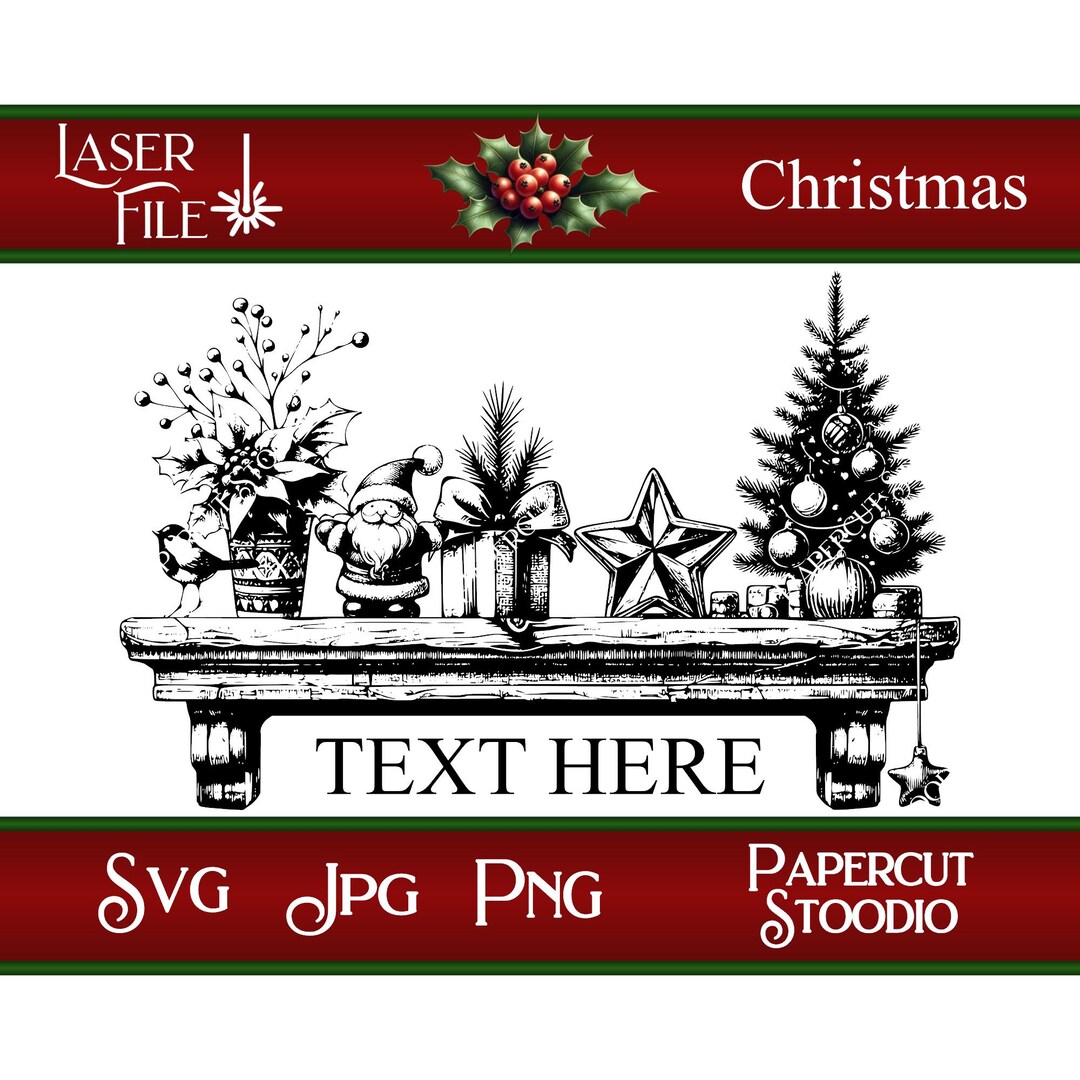Laser Engrave File, Christmas Shelf Monogram, SVG, Lightburn Glowforge ...