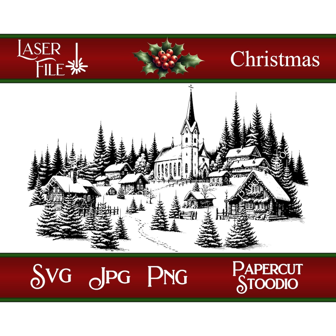 Laser Engrave File, Alpine Christmas Svg, Lightburn Glowforge Xtool ...