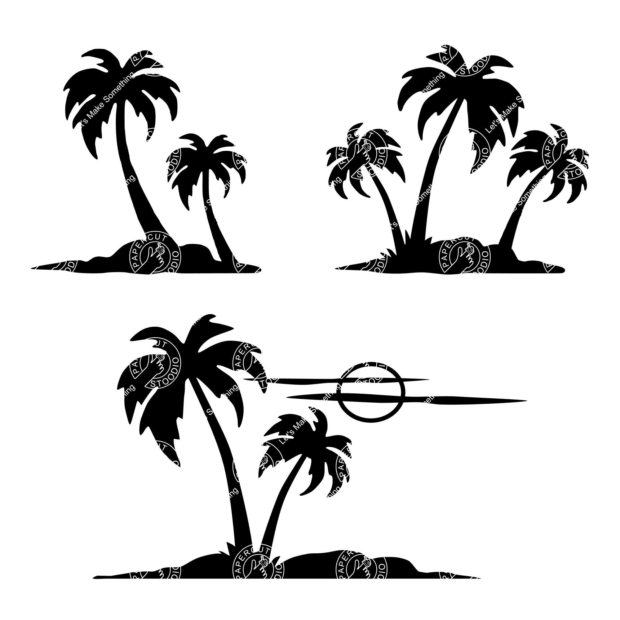 Palm Tree Bundle Svg Vector Silhouette Tropical Beach Island - Etsy