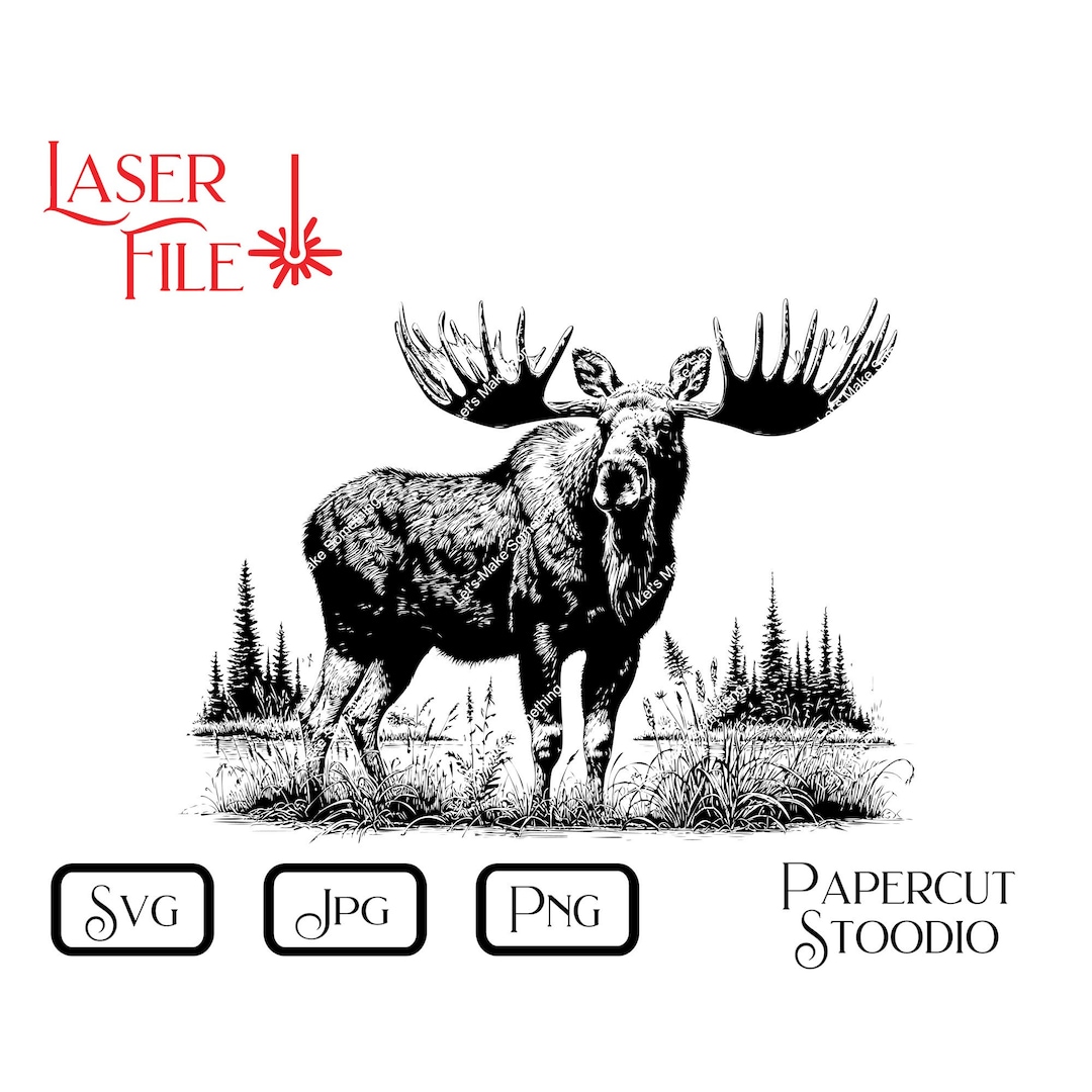 Laser Engrave File, Yukon Moose Svg, Lightburn Glowforge Digital ...