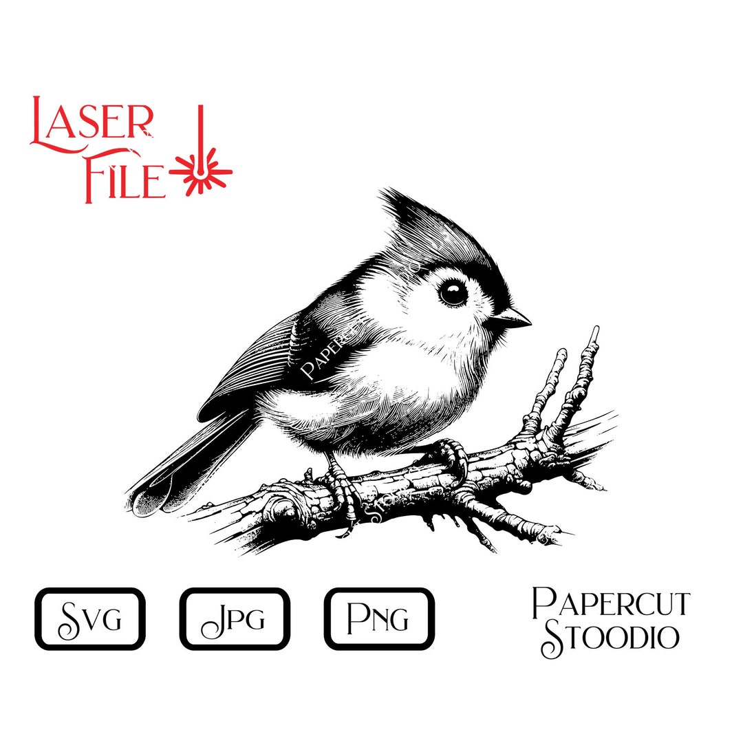Laser Engrave File, Tufted Titmouse SVG, Lightburn Glowforge Signs ...