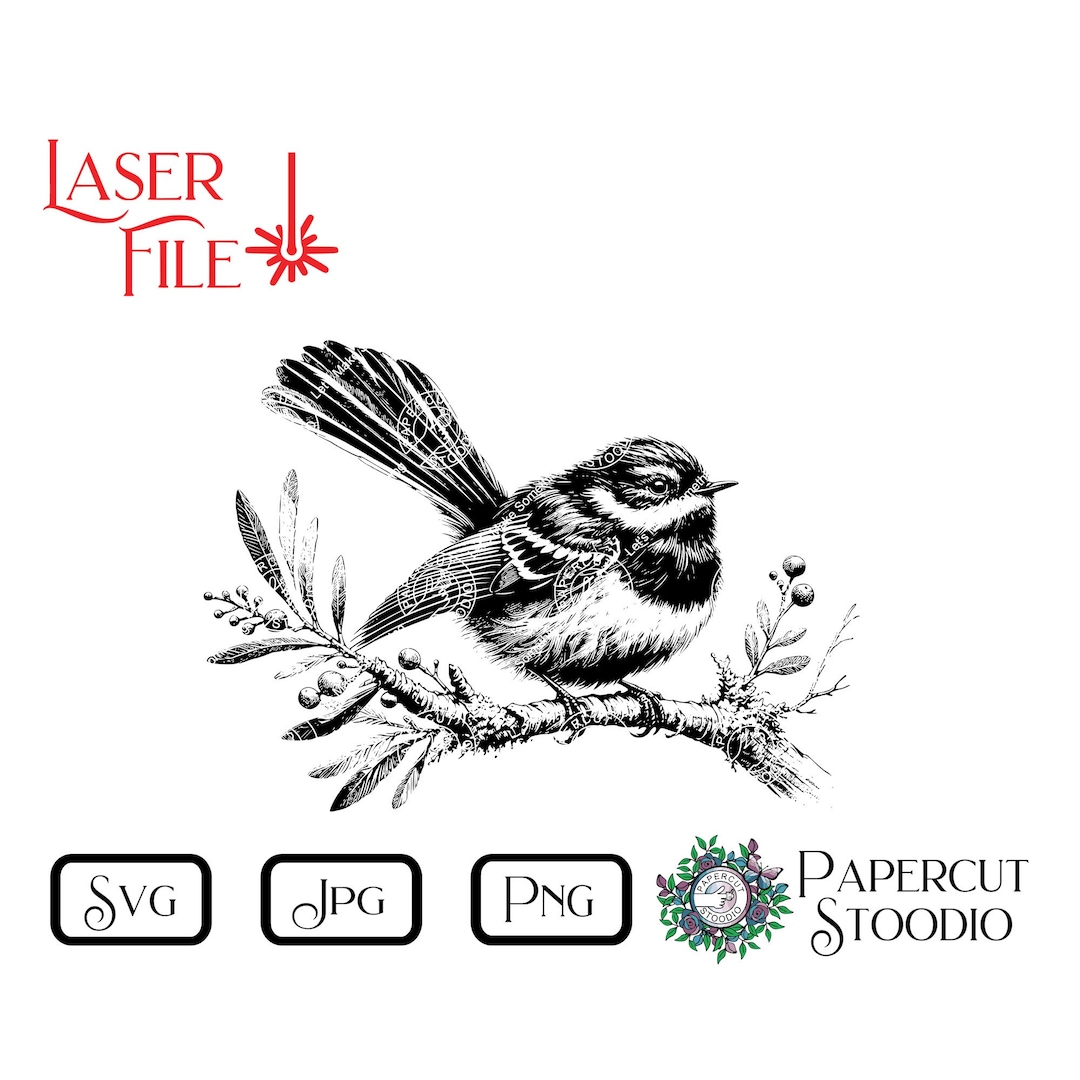 Laser Engrave File, Fantail Bird SVG, Lightburn Glowforge for Signs ...