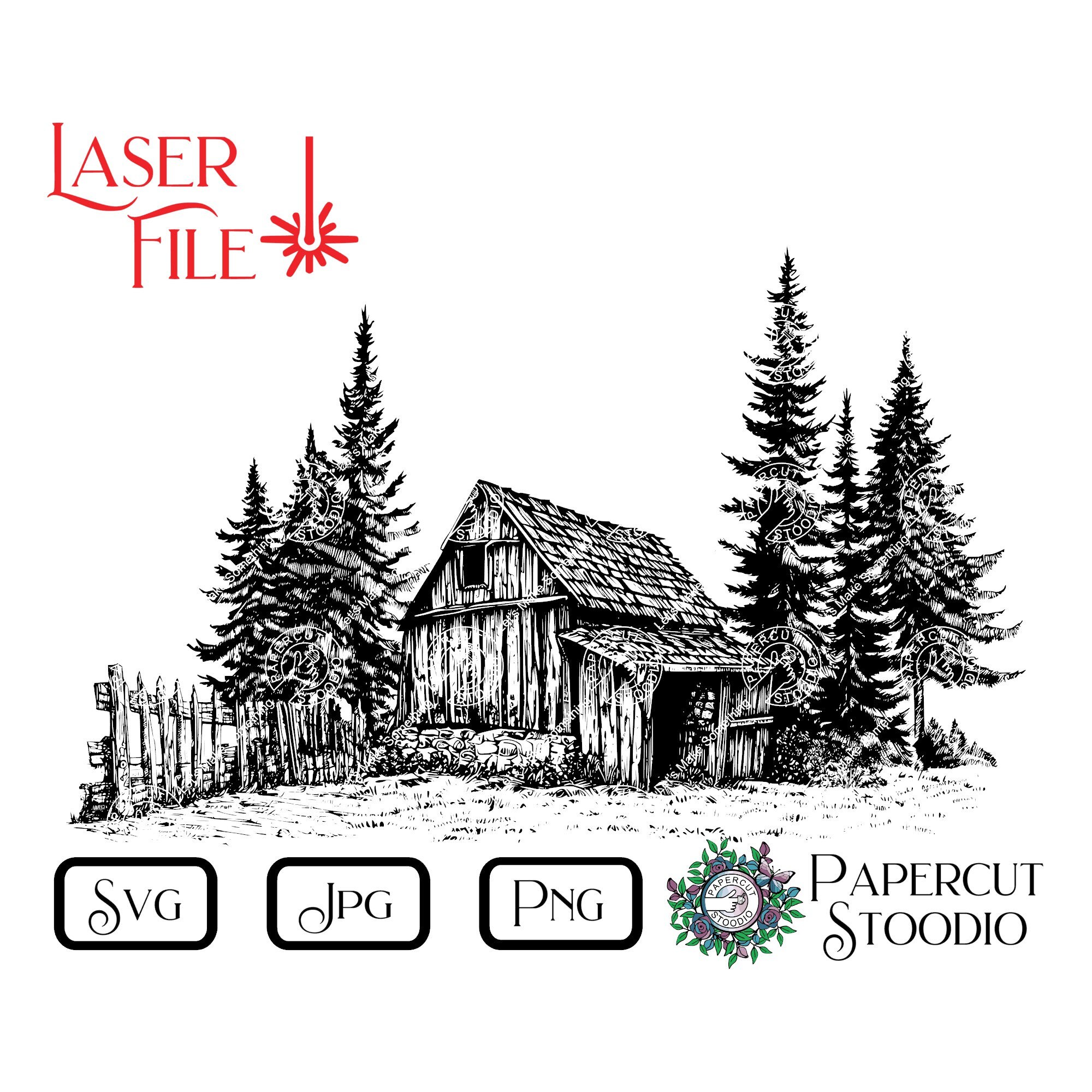 Rustic Barn Laser Engrave File, Farmhouse SVG, PNG, JPG (digital ...