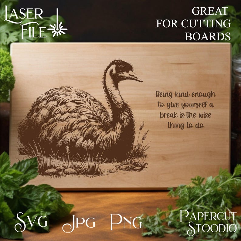 Laser Engrave File, Resting Emu SVG, Digital Download for Lightburn ...