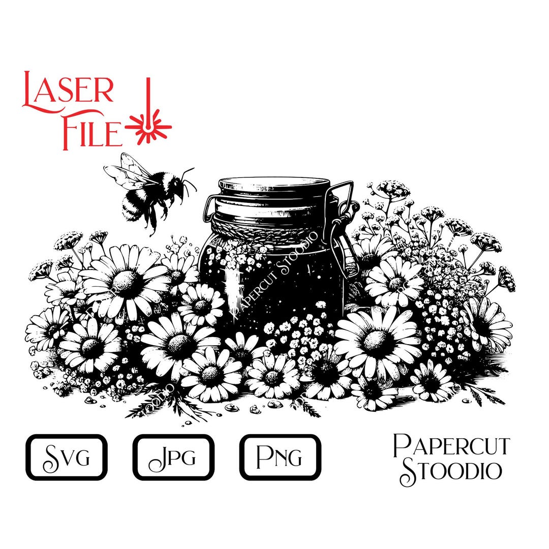 Laser Engrave File, Honey Jar SVG, Lightburn Glowforge Cutting Board ...