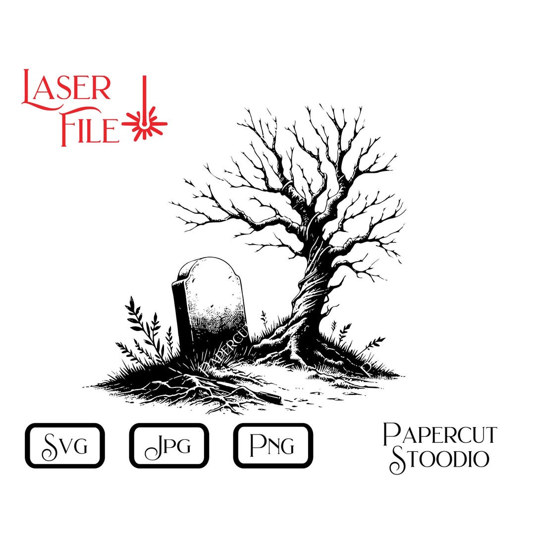 Laser Engrave File, Tombstone Tree Svg, Digital Download for Lightburn ...
