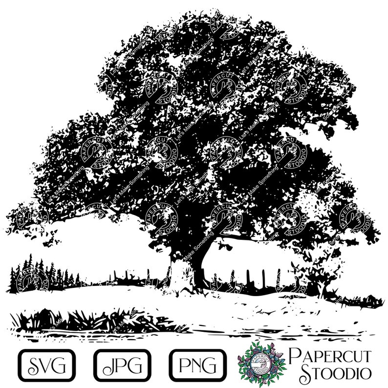 Laser Engrave File Old Farm Oak Tree Svg Digital Download for - Etsy