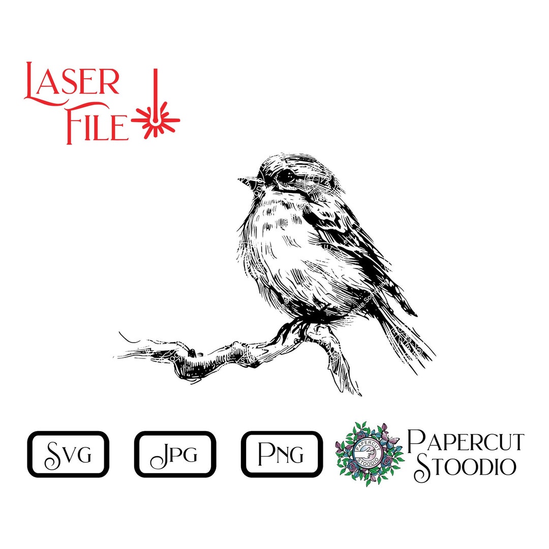 Laser Engrave File Sweet Bird SVG, Lightburn Glowforge Spring Garden ...