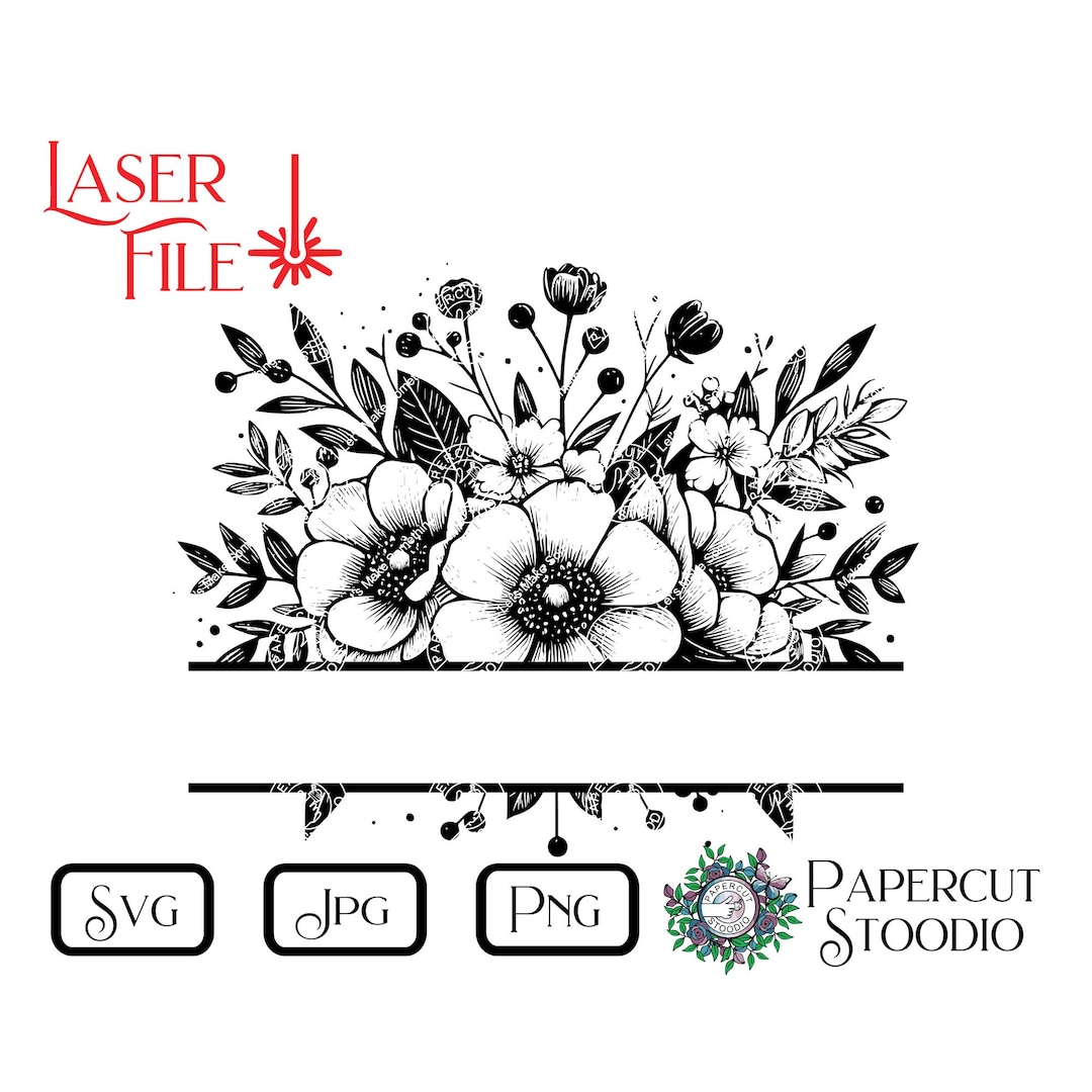 Laser Engrave File, Garden Flower Monogram Svg, Instant Digital ...